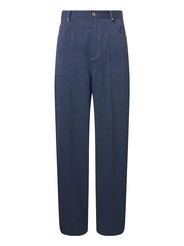 Bottega Veneta Wool And Cotton Drill Wide-leg Pants - Blue