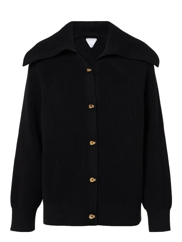 Bottega Veneta Knot Ribbed-knit Cotton Cardigan - Black
