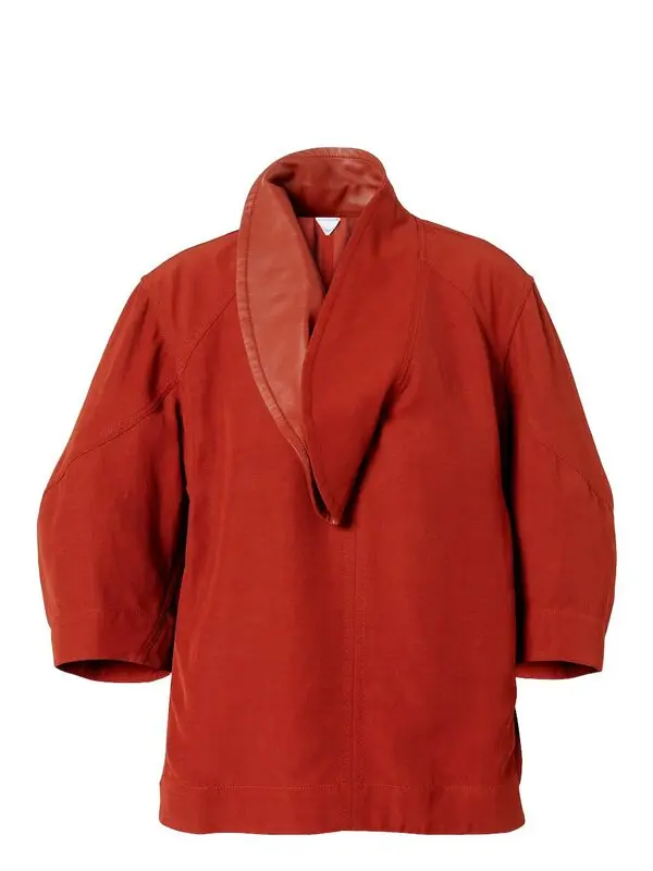 Bottega Veneta Leather-trimmed Blouse - Red