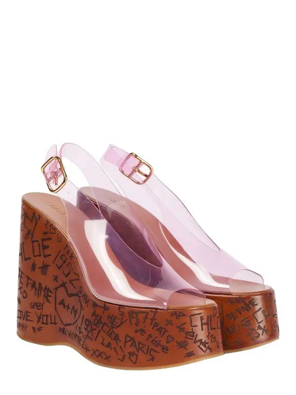 Chloé Maxime Pvc Slingback Wedge Sandals - Pink