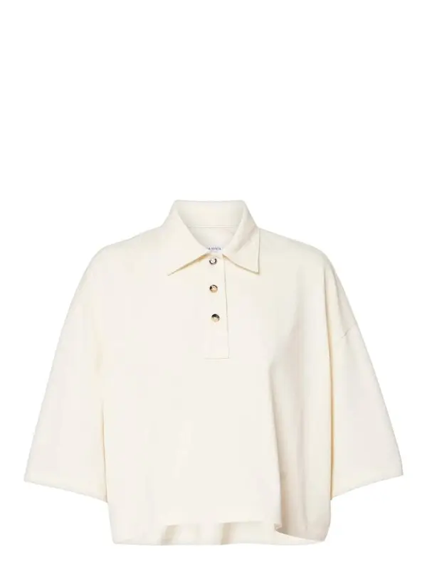 Bottega Veneta Cropped Cotton Polo Shirt - White