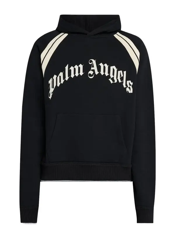 Palm Angels Curved Logo Track Hoodie - Black - Ivory