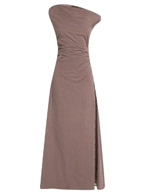 Staud Phare Striped Maxi Dress - Dark Oak Micro Stripe