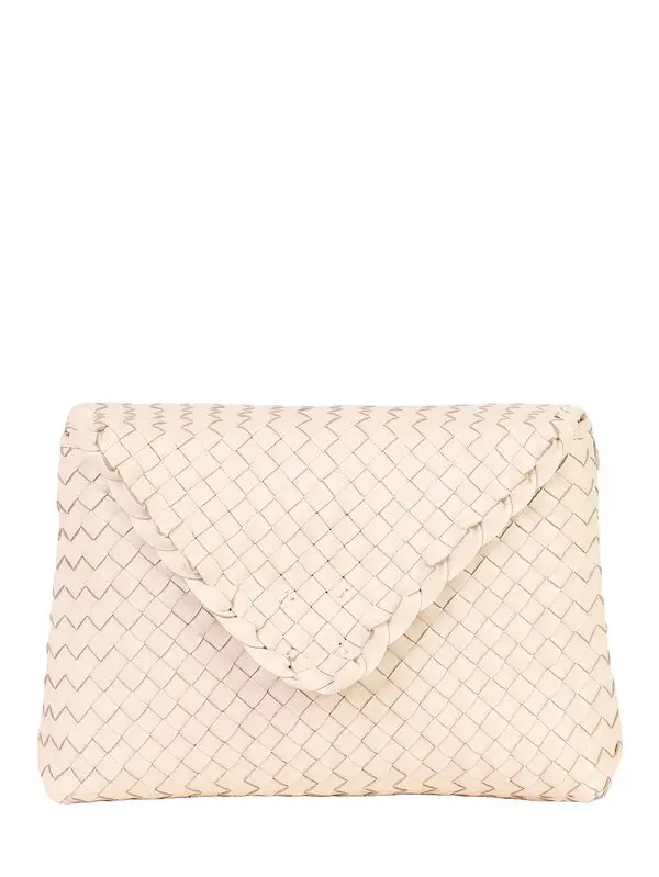 RAFE Jamie Woven Leather Clutch - Cream