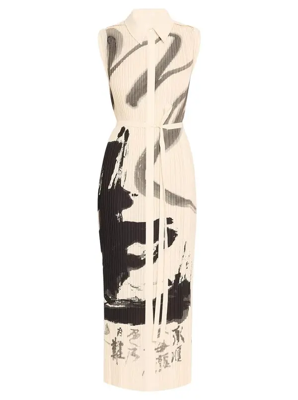 JASON WU Pleated Maxi Shirtdress With Artwork Tong - Calicoblack