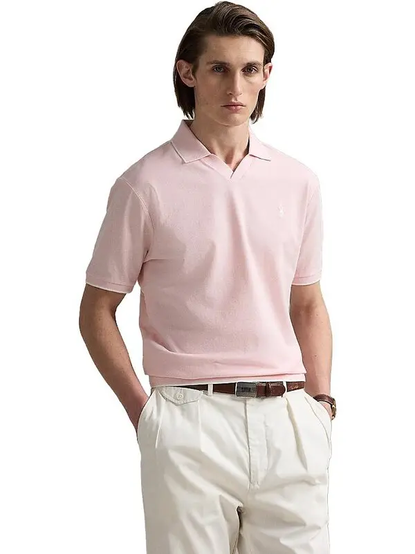 Polo Ralph Lauren Short Sleeve Tonal Jacquard Mesh Polo Shirt - Garden Pink/white