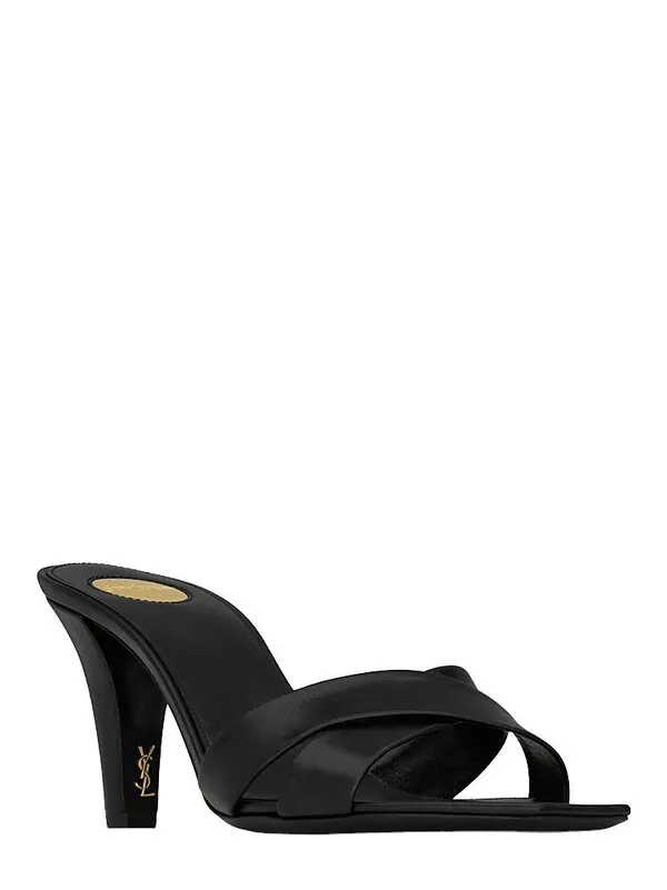 Saint Laurent Jill Crisscross Mule Sandals - Noir Lambskin
