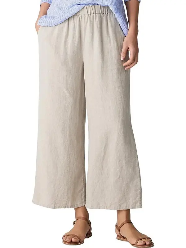 Eileen Fisher Linen Cropped Wide Leg Pants - Unnatural