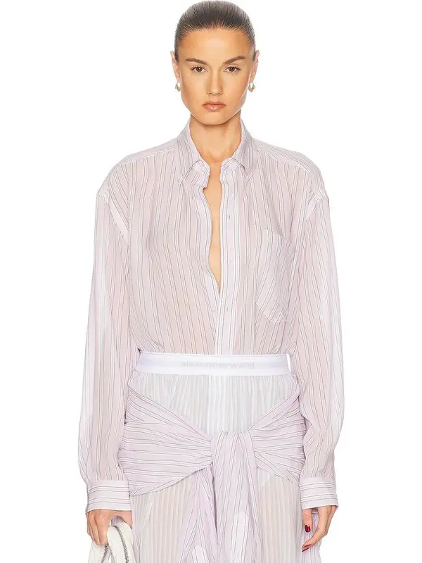 Alexander Wang Oversized Boyfriend Shirt - Light Pink & Mauve