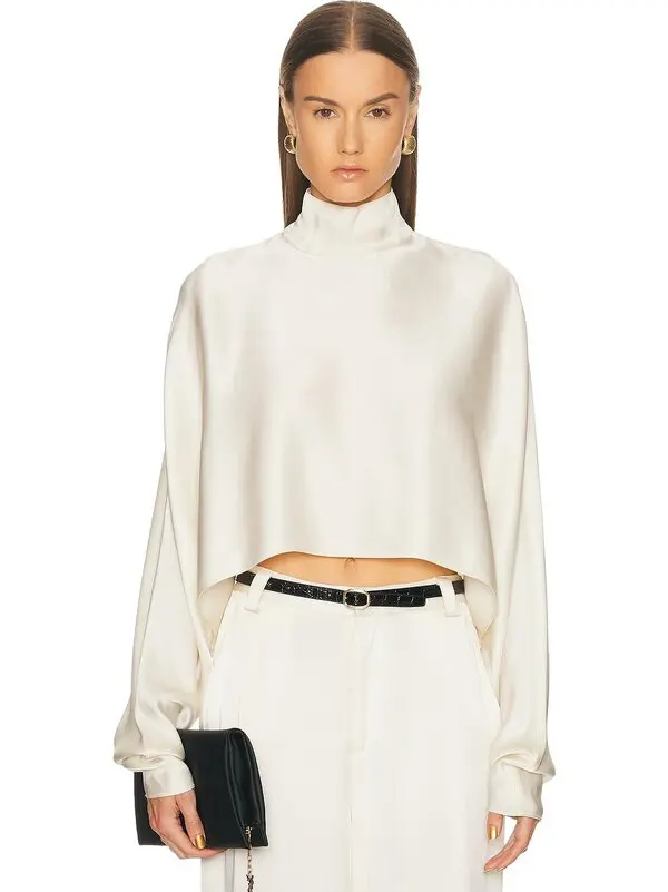 Lapointe Satin Caftan Top - Cream