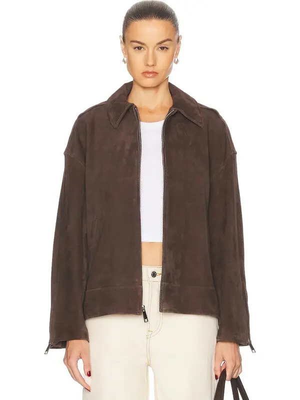 GRLFRND Alek Suede Jacket - Chocolate Brown