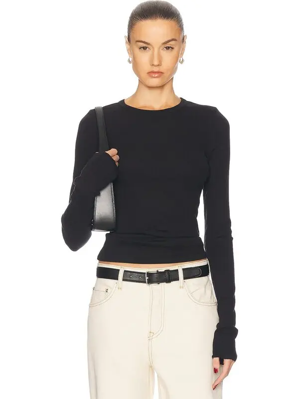 GRLFRND Crew Neck Extra Long Sleeve Tee - Black
