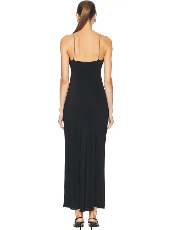 ST. AGNI Fine Chain Silk Slip Dress - Black