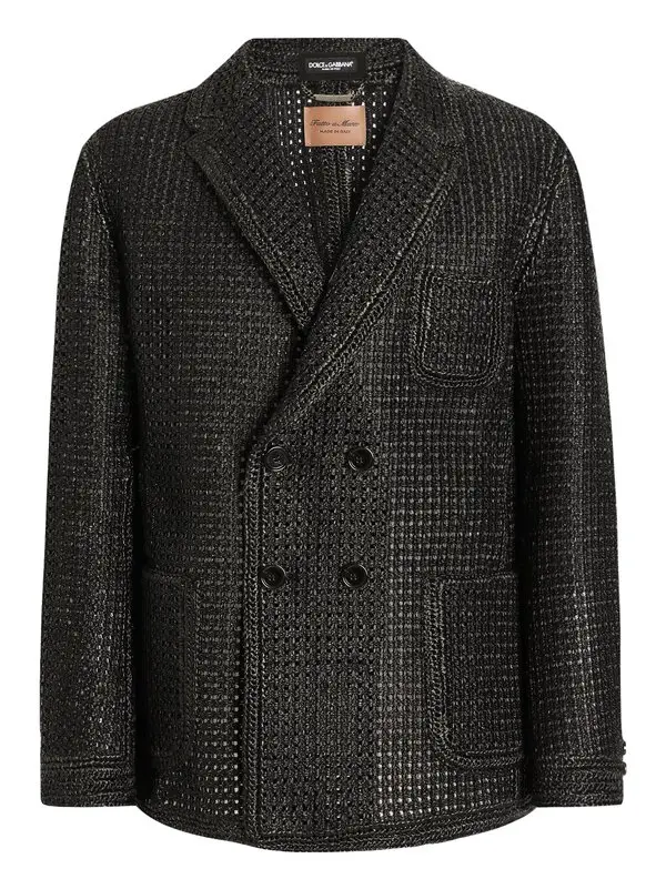 Dolce & Gabbana Double-breasted Raffia Mesh Jacket - Black
