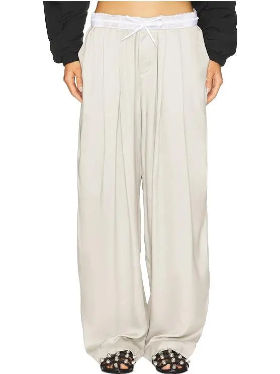 Alexander Wang Trouser With Turned Down Waistband - Oyster White