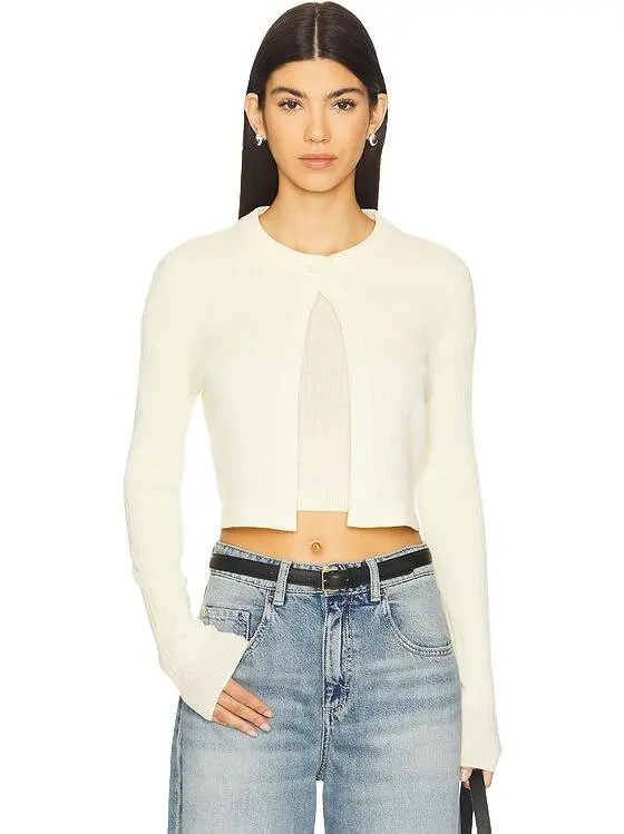 A.L.C. Chloe Cropped Merino Wool Cardigan - Powder Yellow