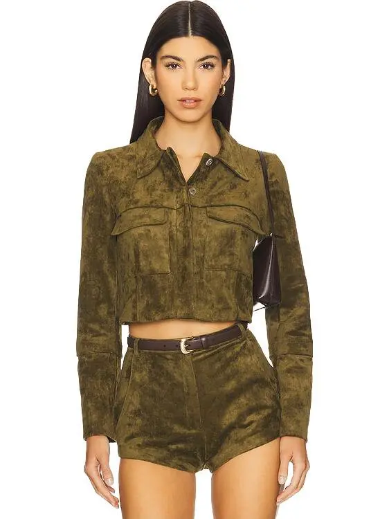 Amanda Uprichard Lucas Suede Jacket - Olive Green