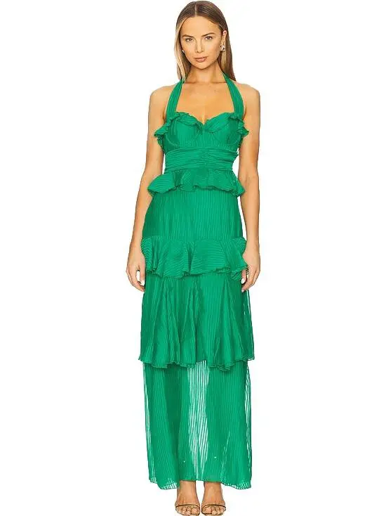 Line & Dot Cari Halter Maxi Dress - Kelly Green