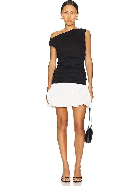 Line & Dot Wesley Mix Media Mini Dress - Black & Cream