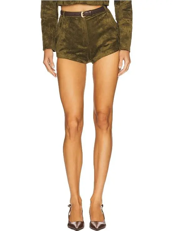Amanda Uprichard Kelso Suede Short - Olive Green