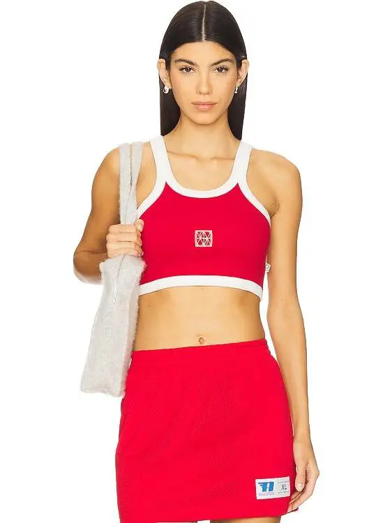 ARAMINTA JAMES Monogram Cropped Tank - Cherry