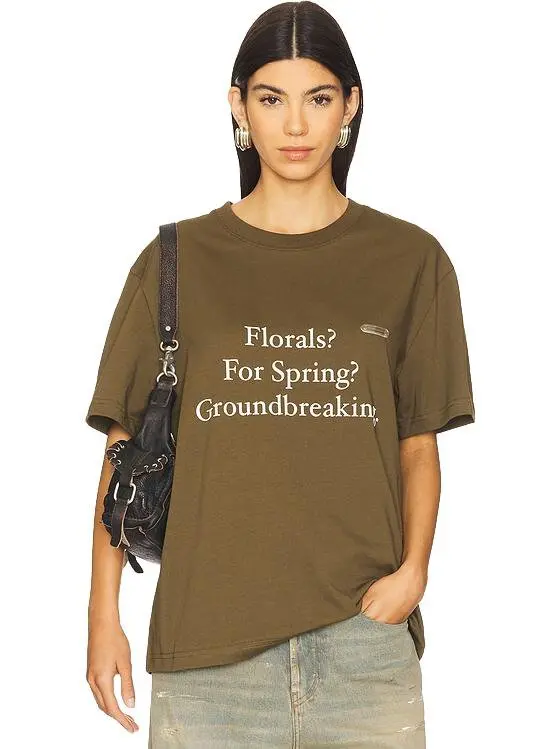 PRIVATE POLICY Fashion Quote T-shirt - Green