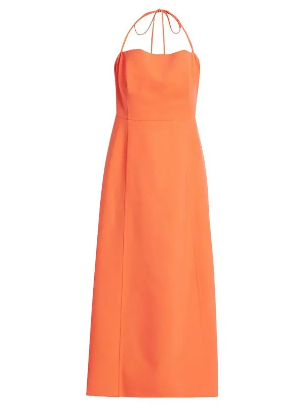 Oscar De La Renta Wool-blend Halterneck Midi Dress - Bright Orange