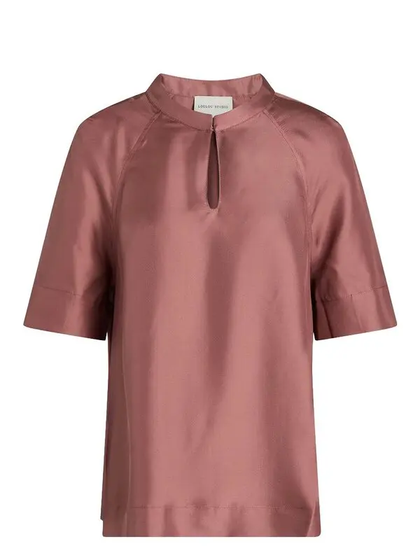 Loulou De Saison Silk Twill Keyhole Top - Antique Rose