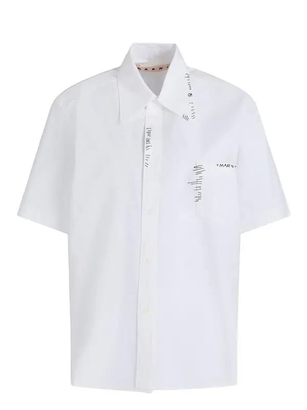 Marni Embroidered Cotton-poplin Shirt - White