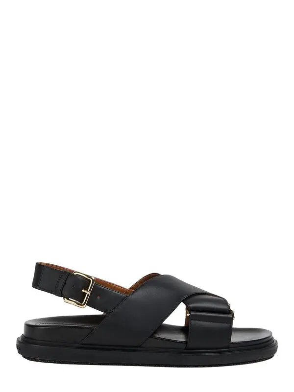Marni Fussbett Leather Slingback Sandals - Black