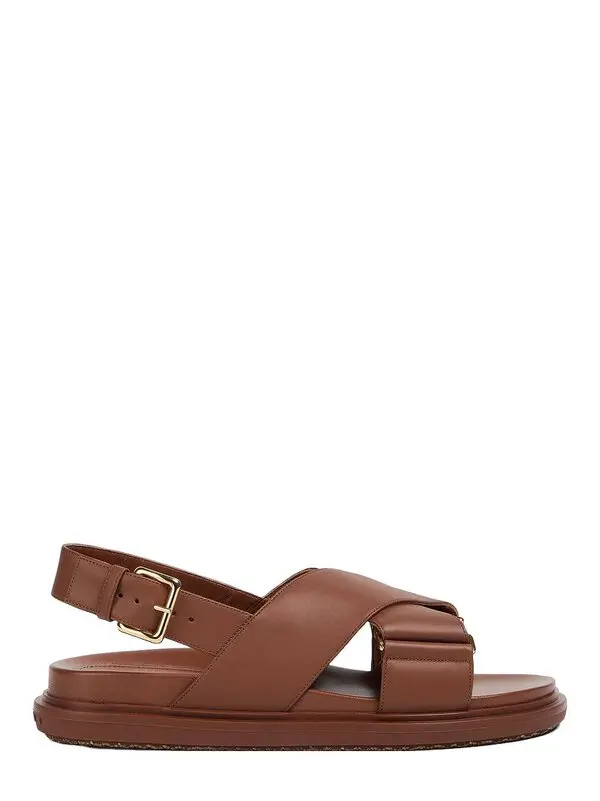 Marni Fussbett Leather Slingback Sandals - Brown