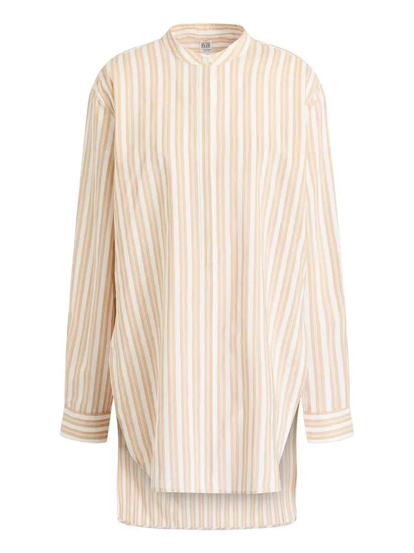 TOTEME Striped Cotton And Silk-blend Shirt - Beige