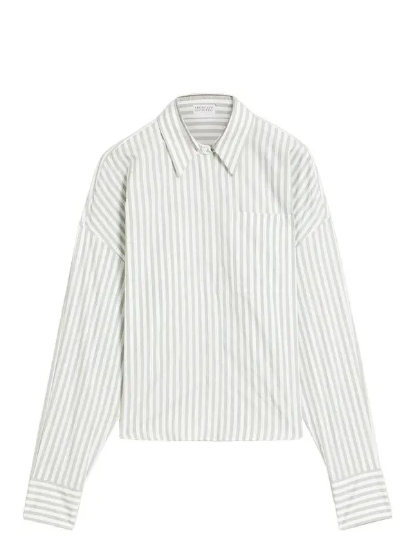 Brunello Cucinelli Bead-embellished Striped Shirt - White