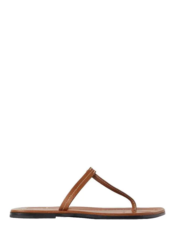 TOTEME T-strap Leather Sandals - Tan