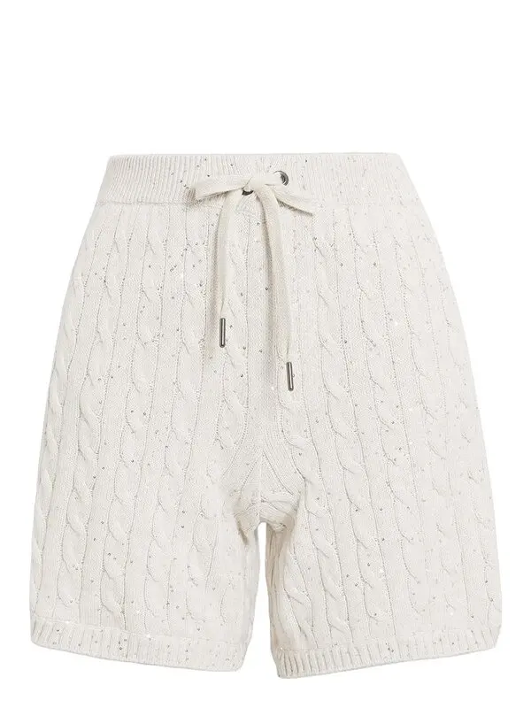 Brunello Cucinelli Sequin-embellished Cotton-blend Shorts - Ecru