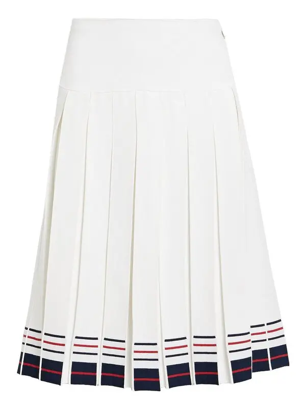 Thom Browne Striped Pleated Stretch-knit Skirt - White