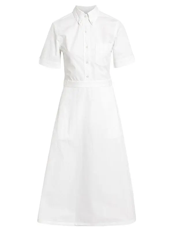 Thom Browne Cotton-poplin Midi Shirt Dress - White
