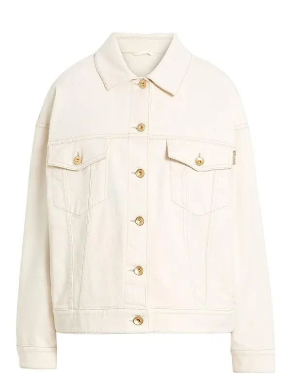 Brunello Cucinelli Bead-embellished Denim Trucker Jacket - Cream