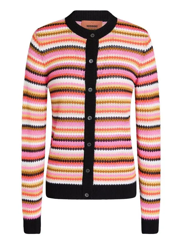 Missoni Striped Crochet-knit Cardigan - Bubblegum