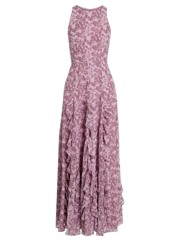 MIKAEL AGHAL Floral-print Chiffon Maxi Dress - Lilac