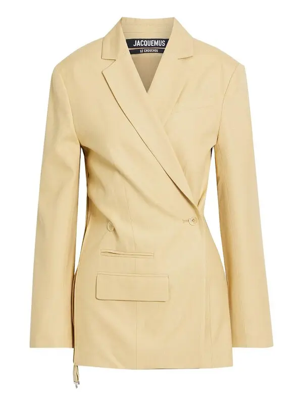 Jacquemus Tibau Double-breasted Woven Wrap Blazer - Beige