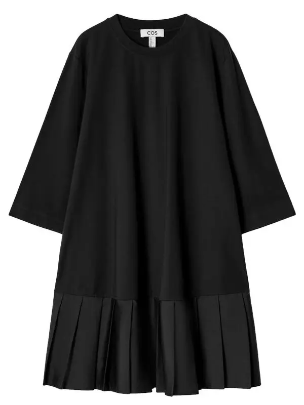 Cos Pleated Dropped-waist T-shirt Dress - Black