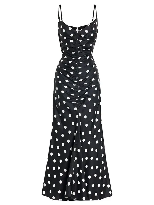 Carolina Herrera Ruched Polkadot Dress - Black
