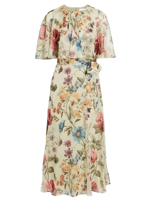 MIKAEL AGHAL Floral-print Chiffon Midi Dress - Sage Green