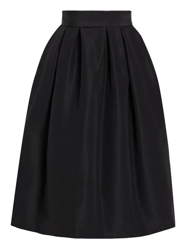Carolina Herrera Pleated Silk-faille Skirt - Black