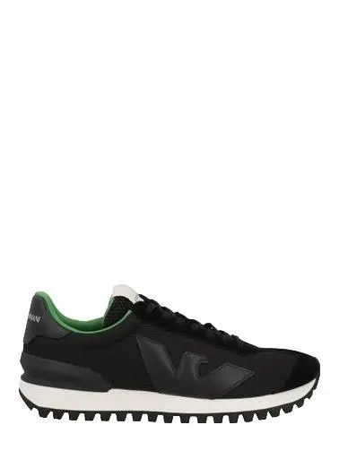 Emporio Armani Sneakers In Leather And Techno Fabric - Black