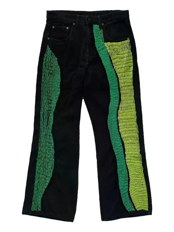 GLASS CYPRESS Bead-embellished Jeans - Black