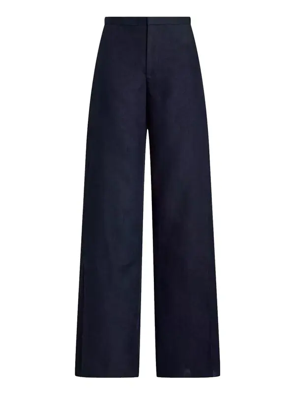 Ralph Lauren Linen Straight-leg Trousers - Blue
