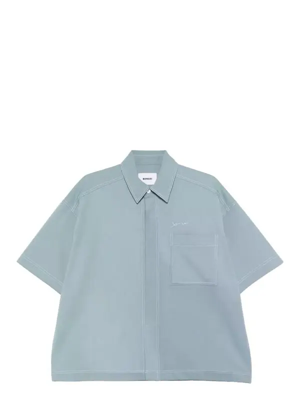 BONSAI Contrast-stitching Shirt - Blue
