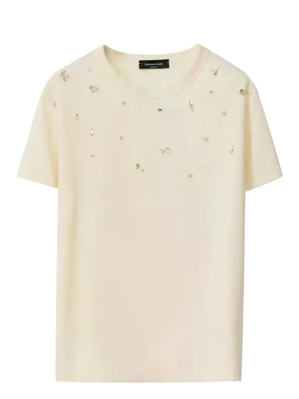 Fabiana Filippi Bead-embellished T-shirt - Neutrals